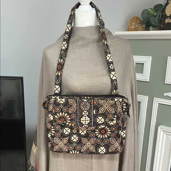 Vera Bradley | Bags | Vera Bradley Brown Floral Shoulder Bag | Poshmark